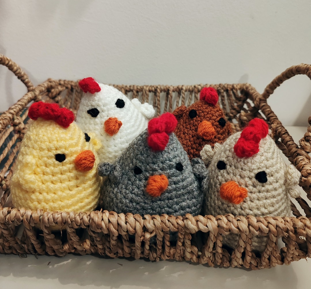 Cute Chicken Plush, Crochet Chicken, Home Decor, Farmhouse Decor, Desk ...