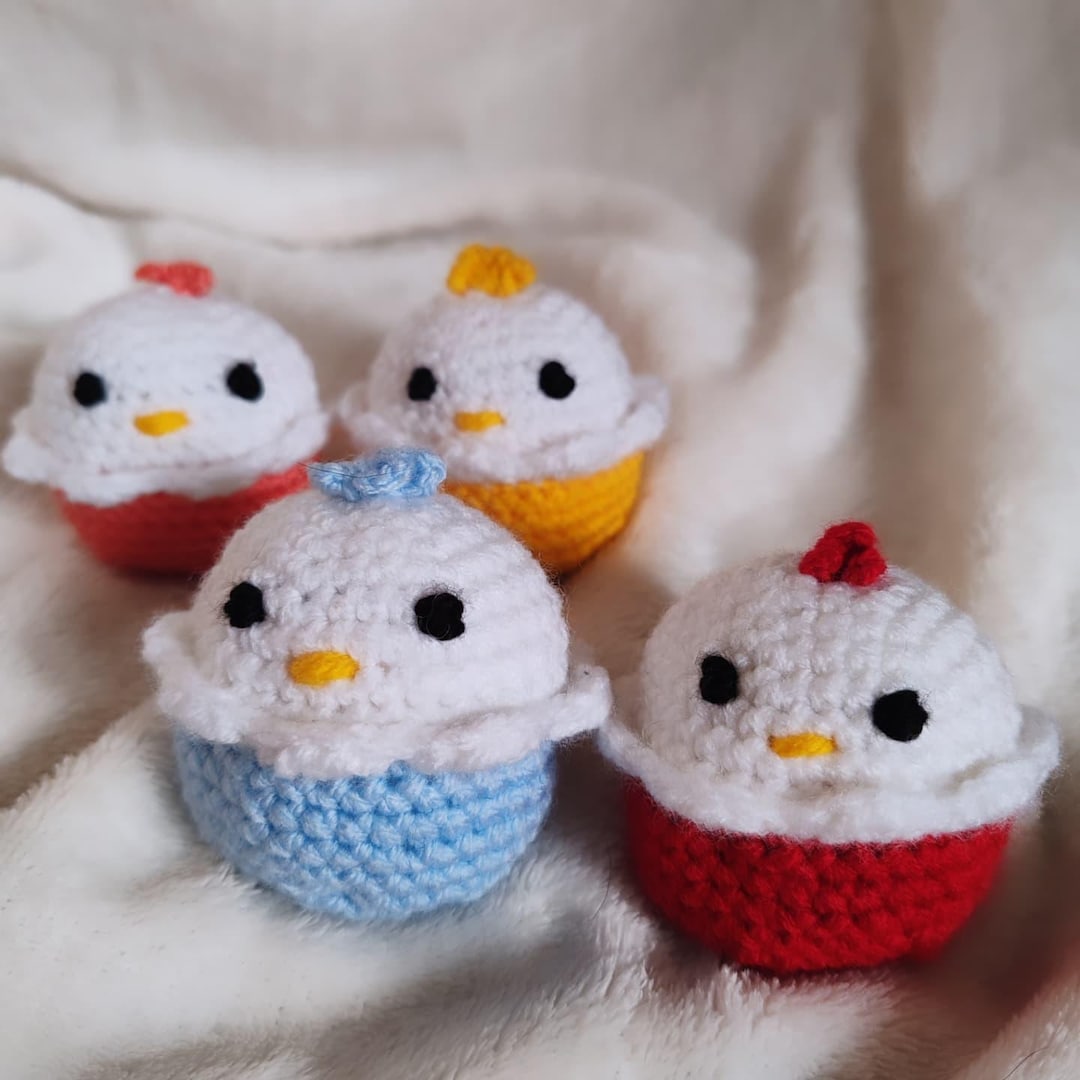 Crochet Chicken Plush, Emotional Support Chicken, Desk Buddy, Chicken ...