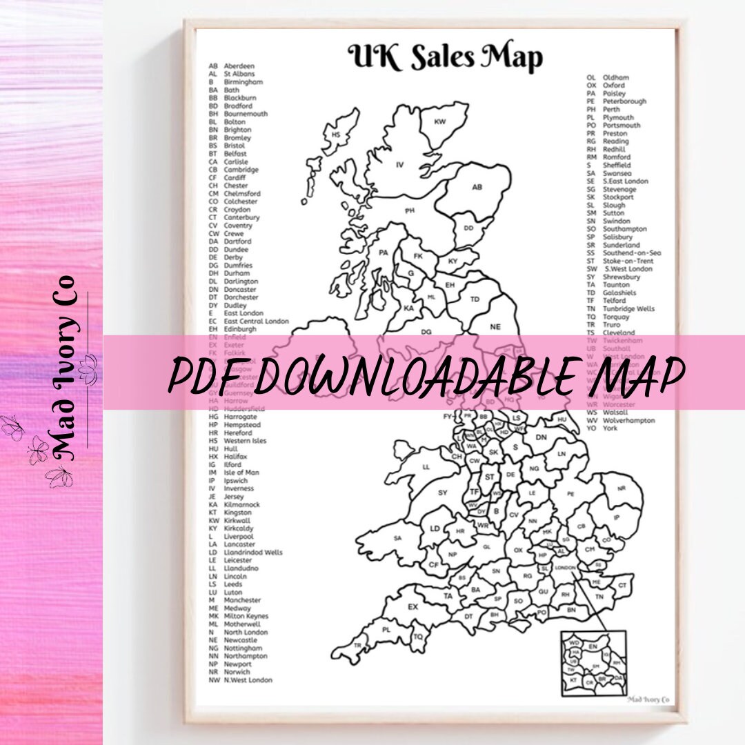 UK Sales Map for Small Business, Postcode Tracker, Digital Download ...