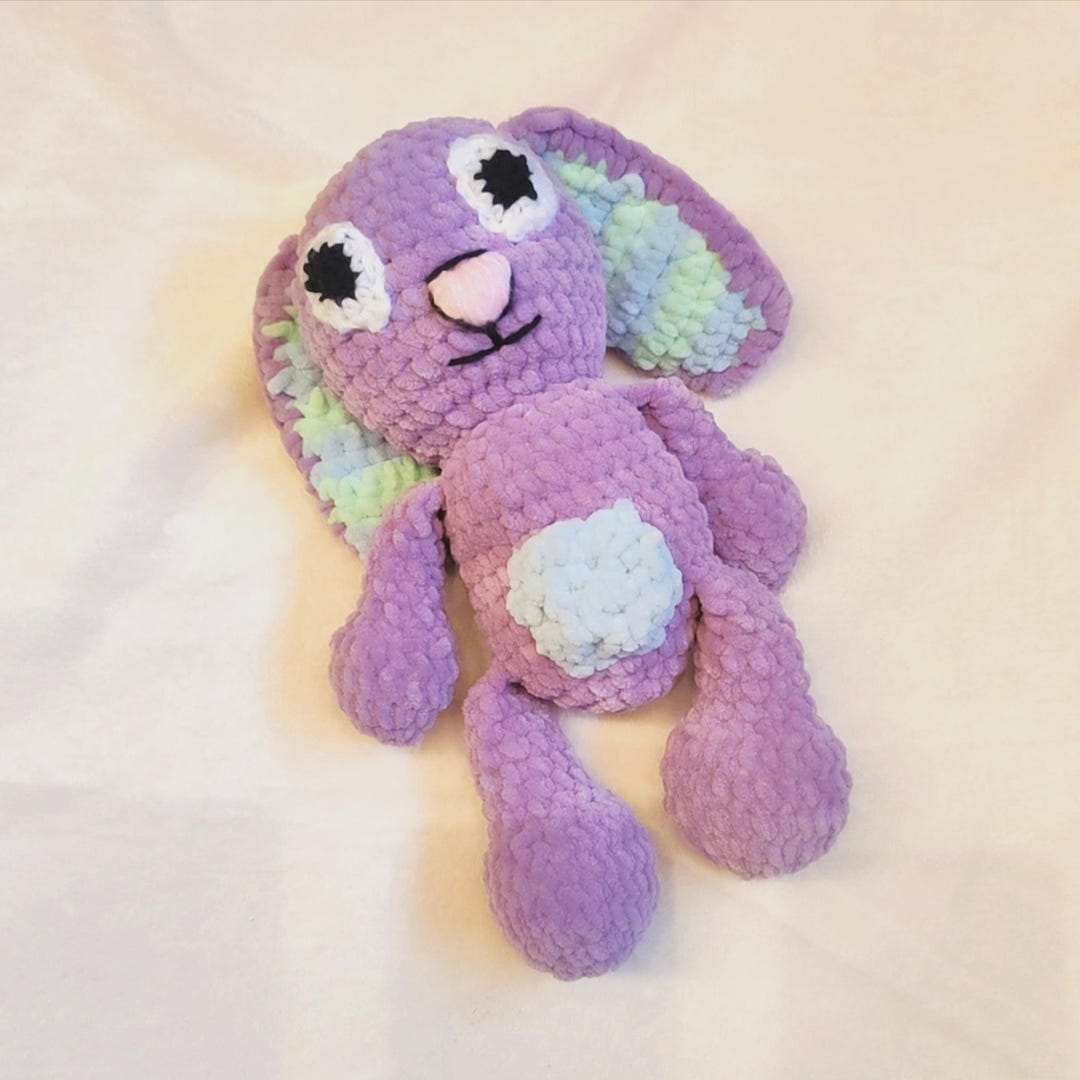 Crochet Floppy Bunny Plush, Floppy Eared Rabbit, Bluey Purple Bunny ...