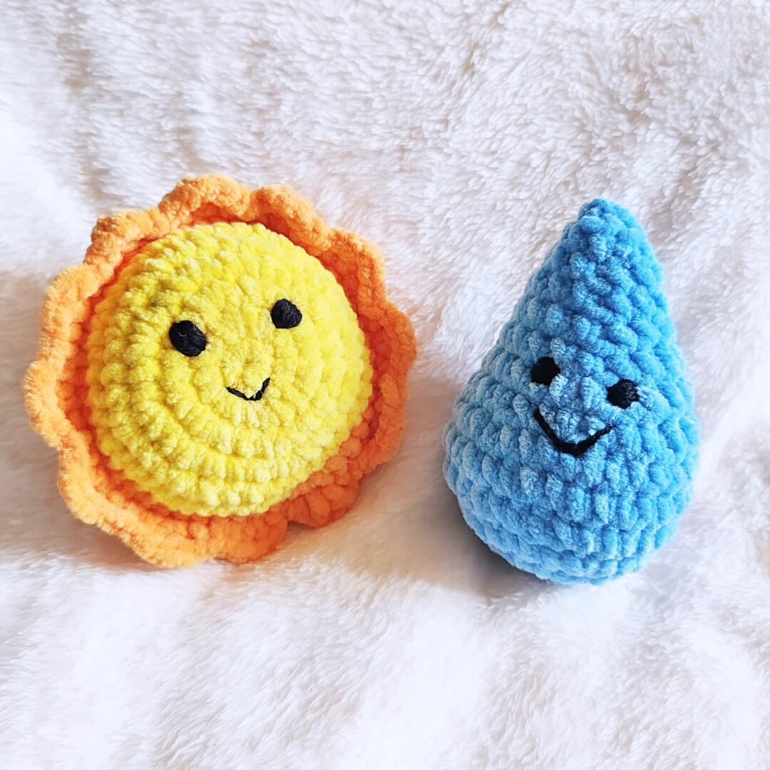 Crochet Sun Plush, Crochet Raindrop Plush - Etsy