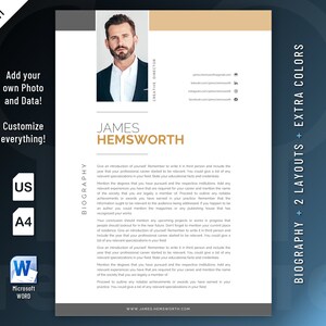 Modern, Executive and Professional Biography Resume Template Design for ...