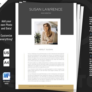 Biography Template With Modern Design for Word. Included Are 2 ...
