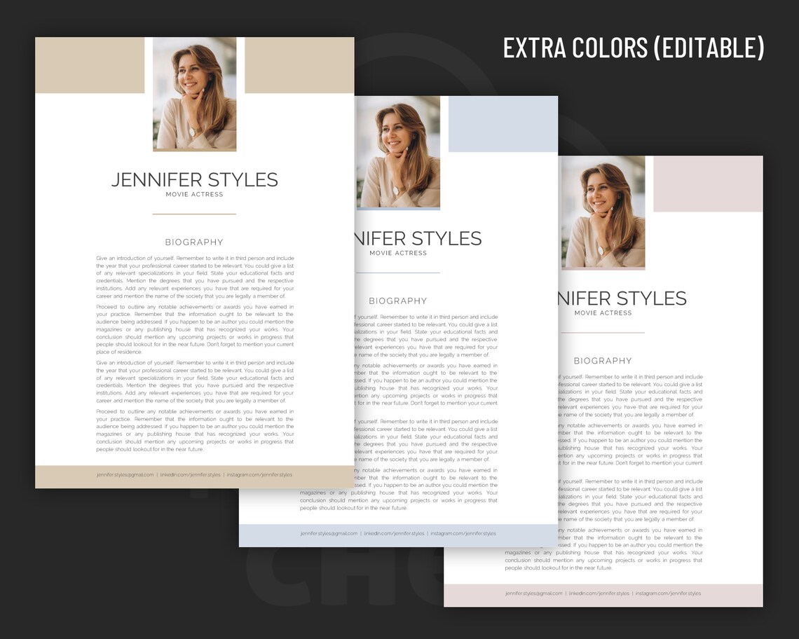 Creative, Modern and Professional Biography Resume Template Design for ...