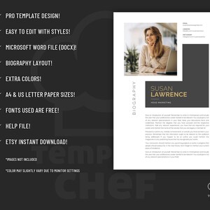 Original, Modern and Professional Biography Resume Template Design for ...