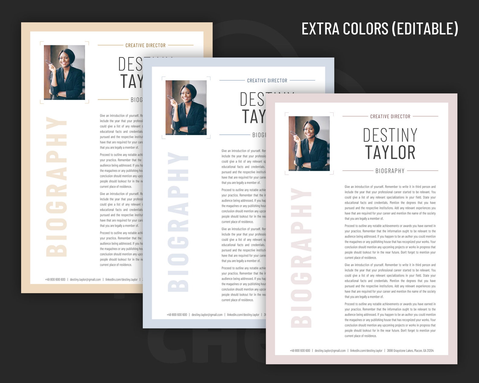 Creative Modern and Professional Biography Resume Template - Etsy