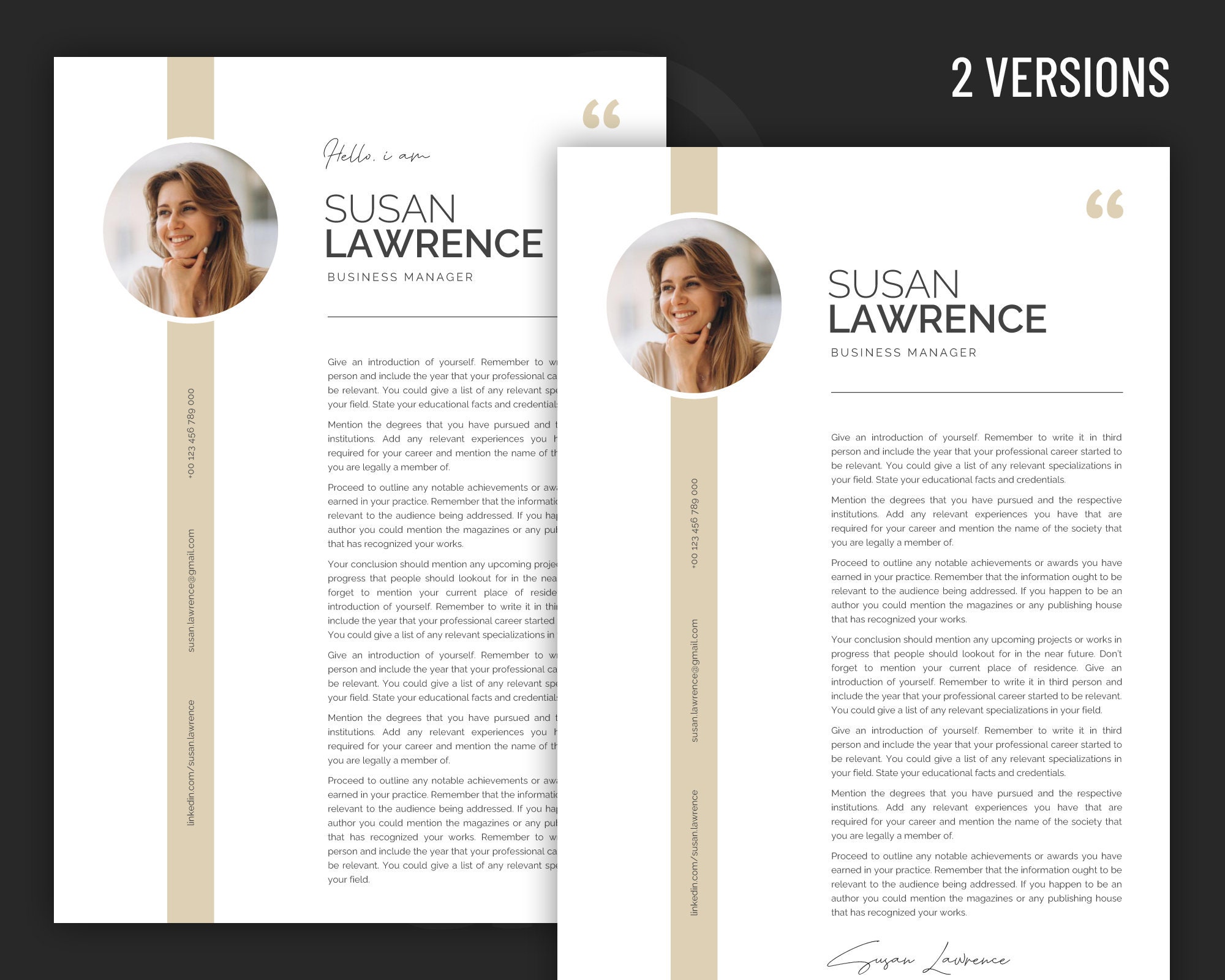 Clean, Modern and Professional Biography Resume Template Design for ...