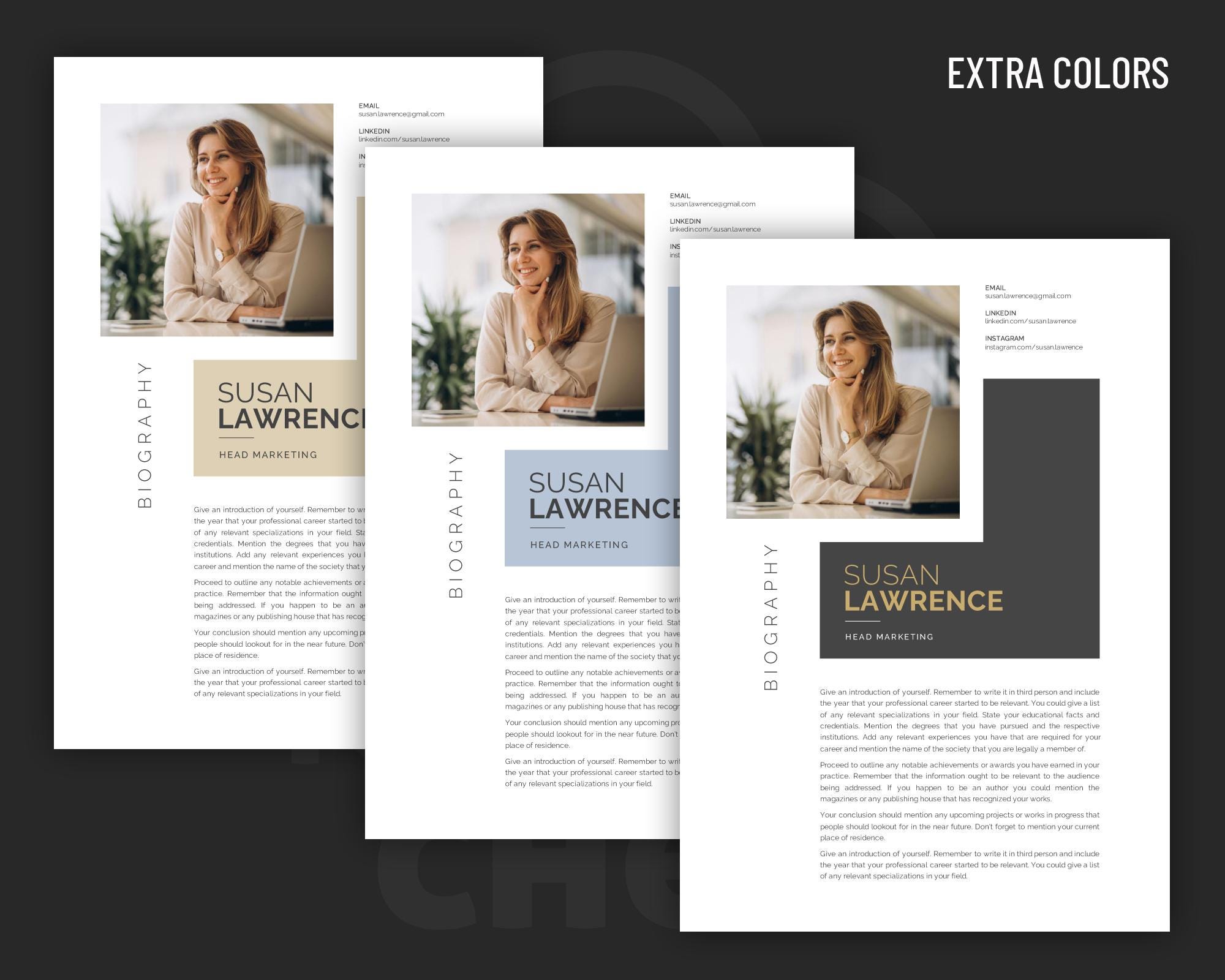 Original, Modern and Professional Biography Resume Template Design for ...