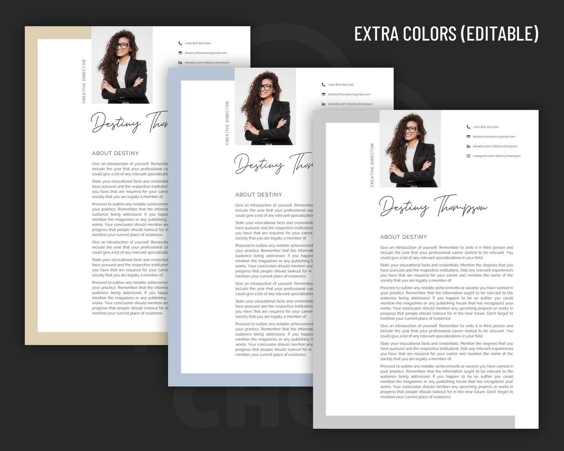 Modern, Executive and Professional Biography Resume Template Design for ...