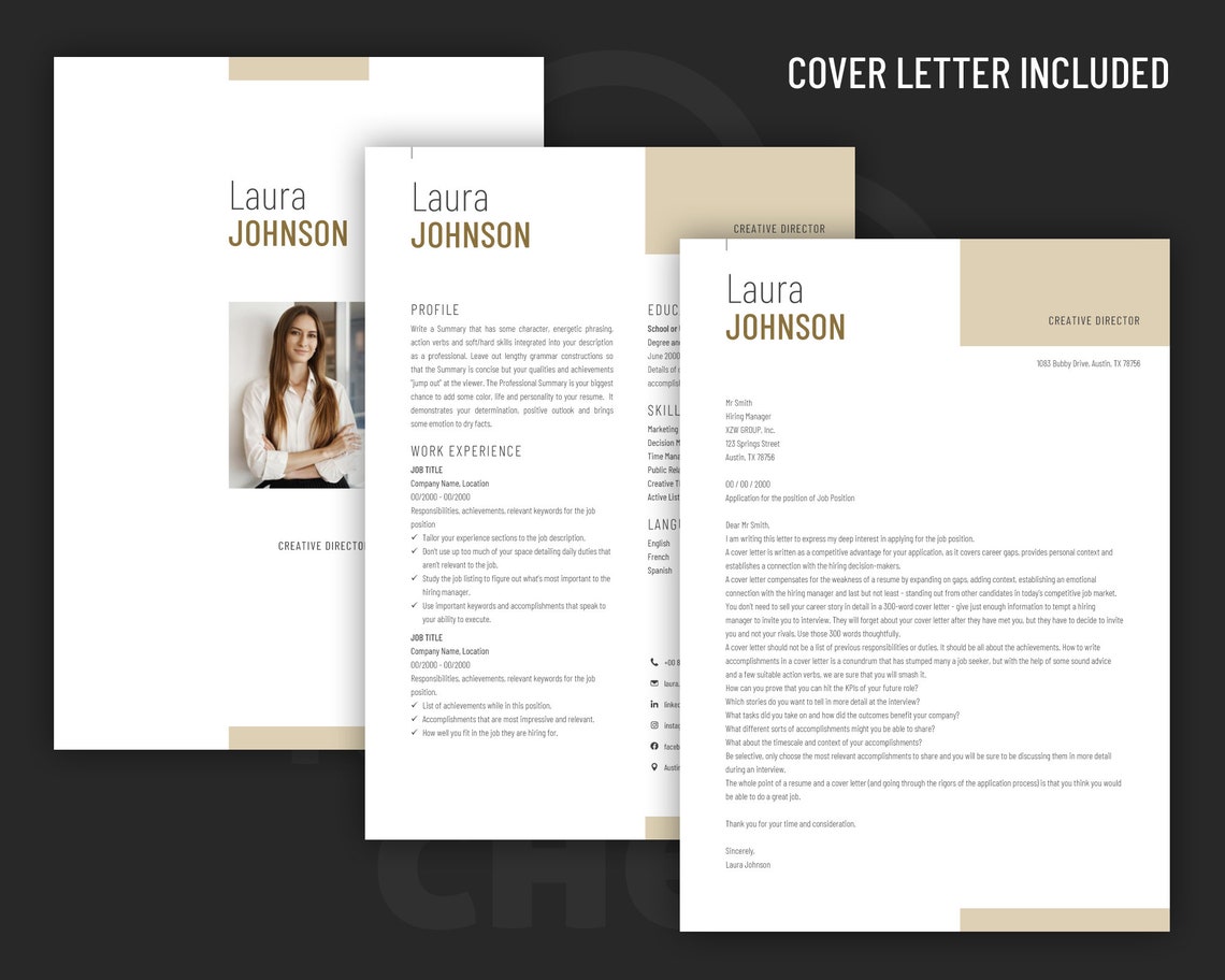 Clean Modern and Professional Biography Resume Template - Etsy