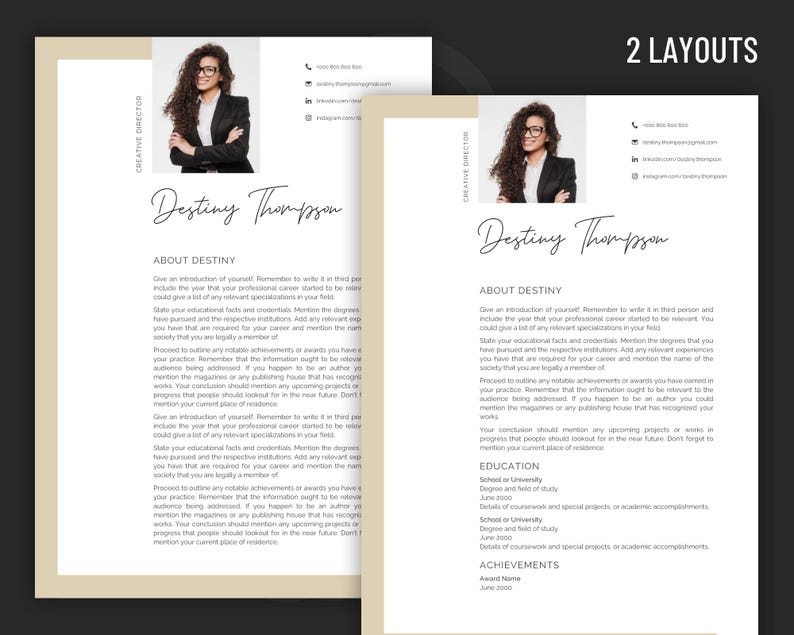 Modern, Executive and Professional Biography Resume Template Design for ...