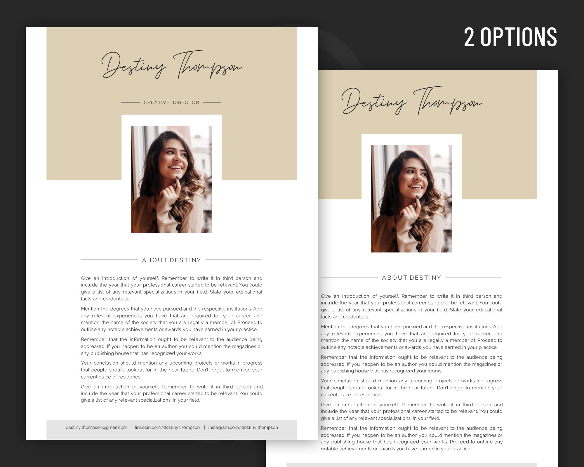 Creative, Modern and Professional Biography Resume Template Design for ...