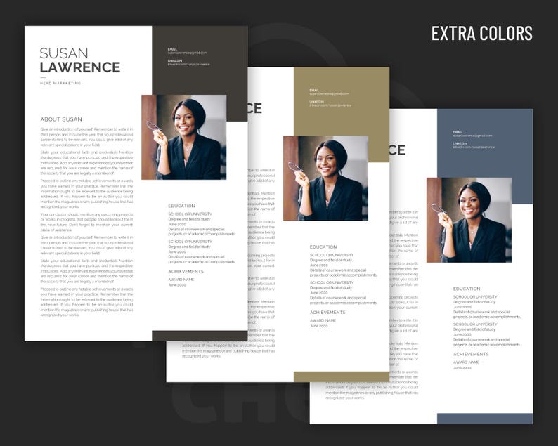 Modelo de biografia pessoal moderna para Word. Inclui 3 designs ...