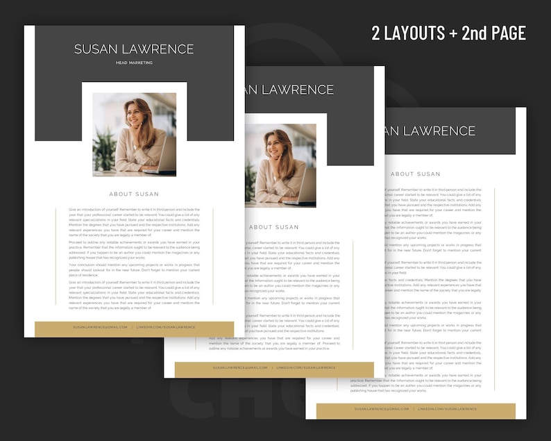 Biography Template With Modern Design for Word. Included Are 2 ...