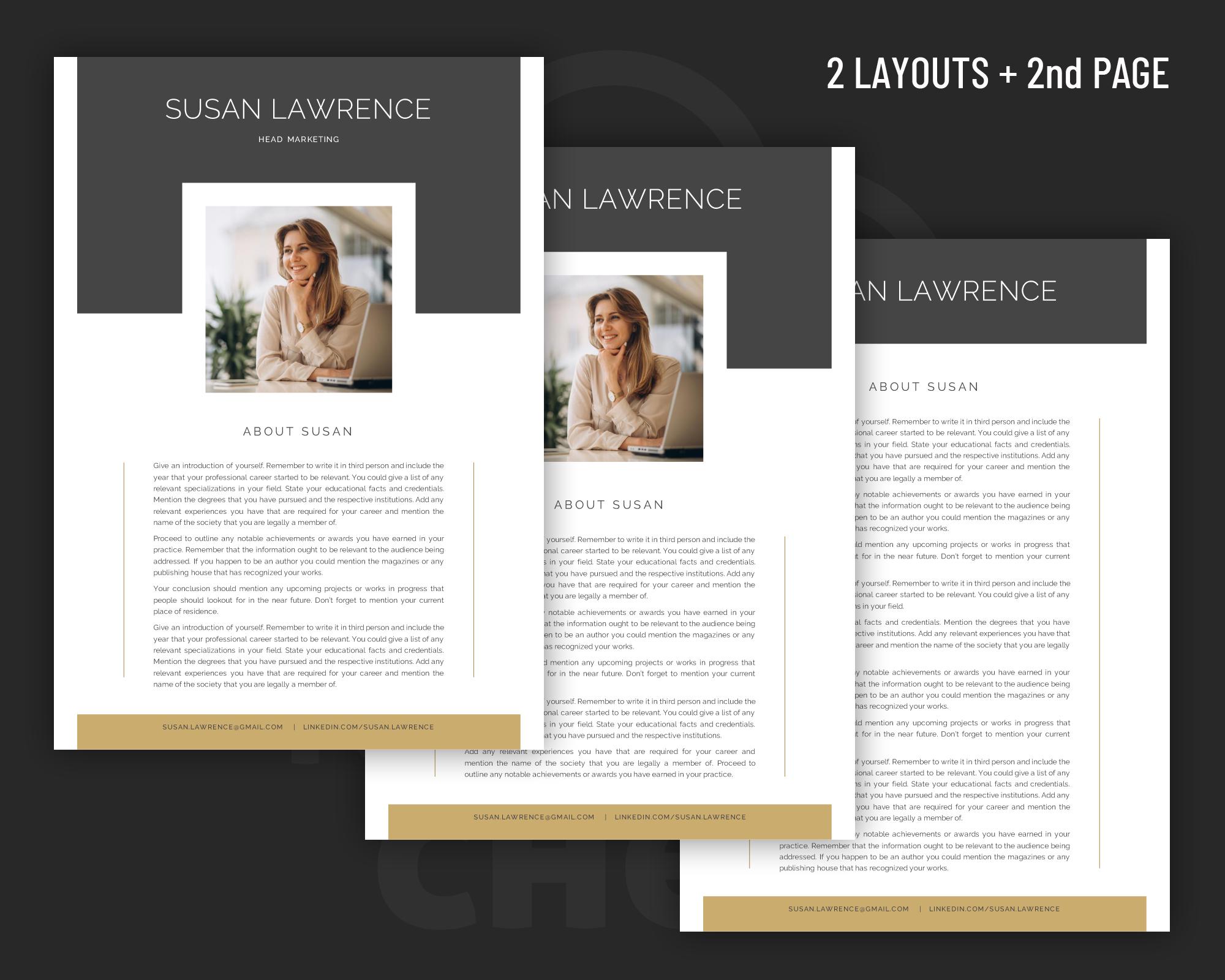 Biography Template With Modern Design for Word. Included Are 2 ...