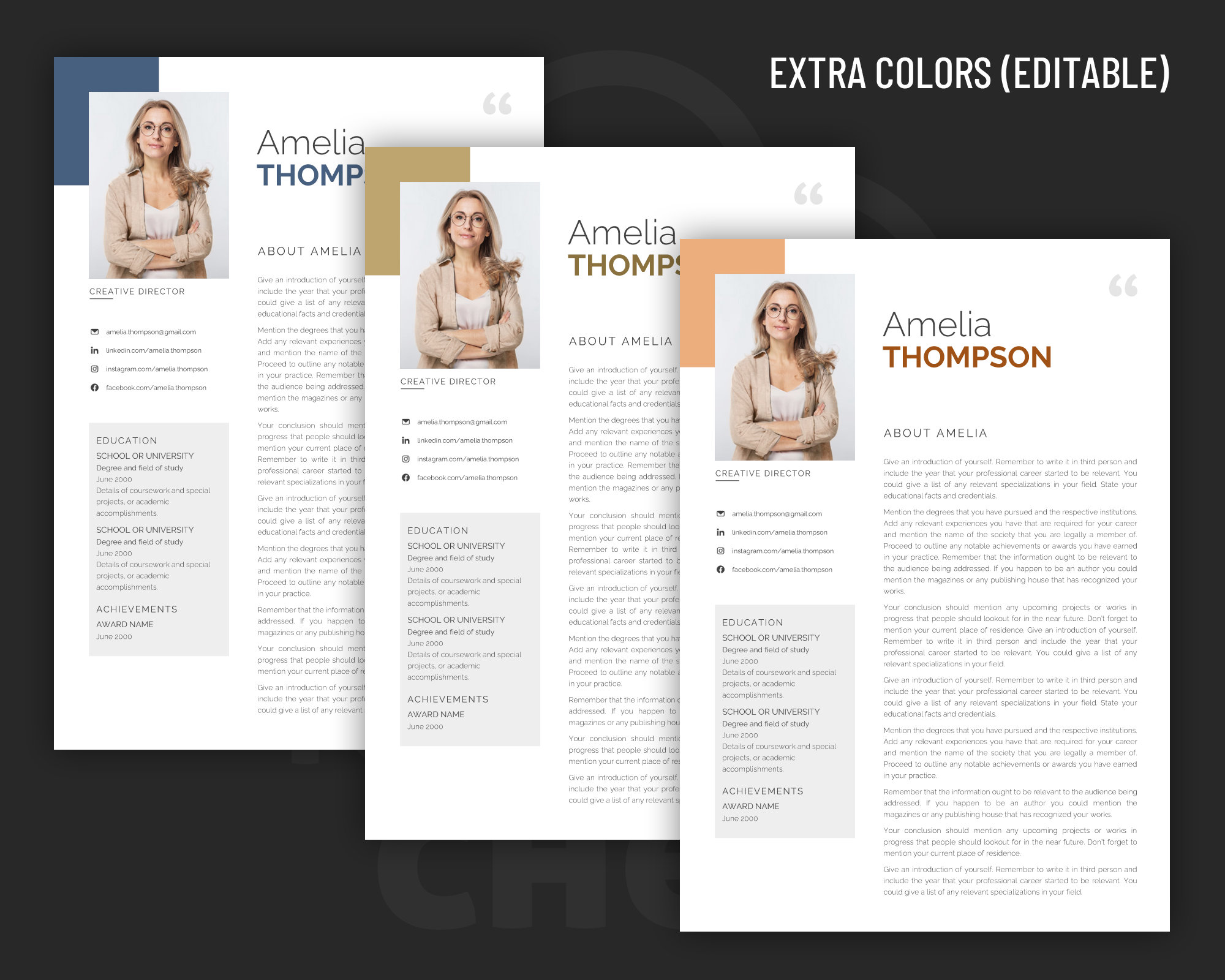 Creative, Modern and Professional Biography Resume Template Design for ...