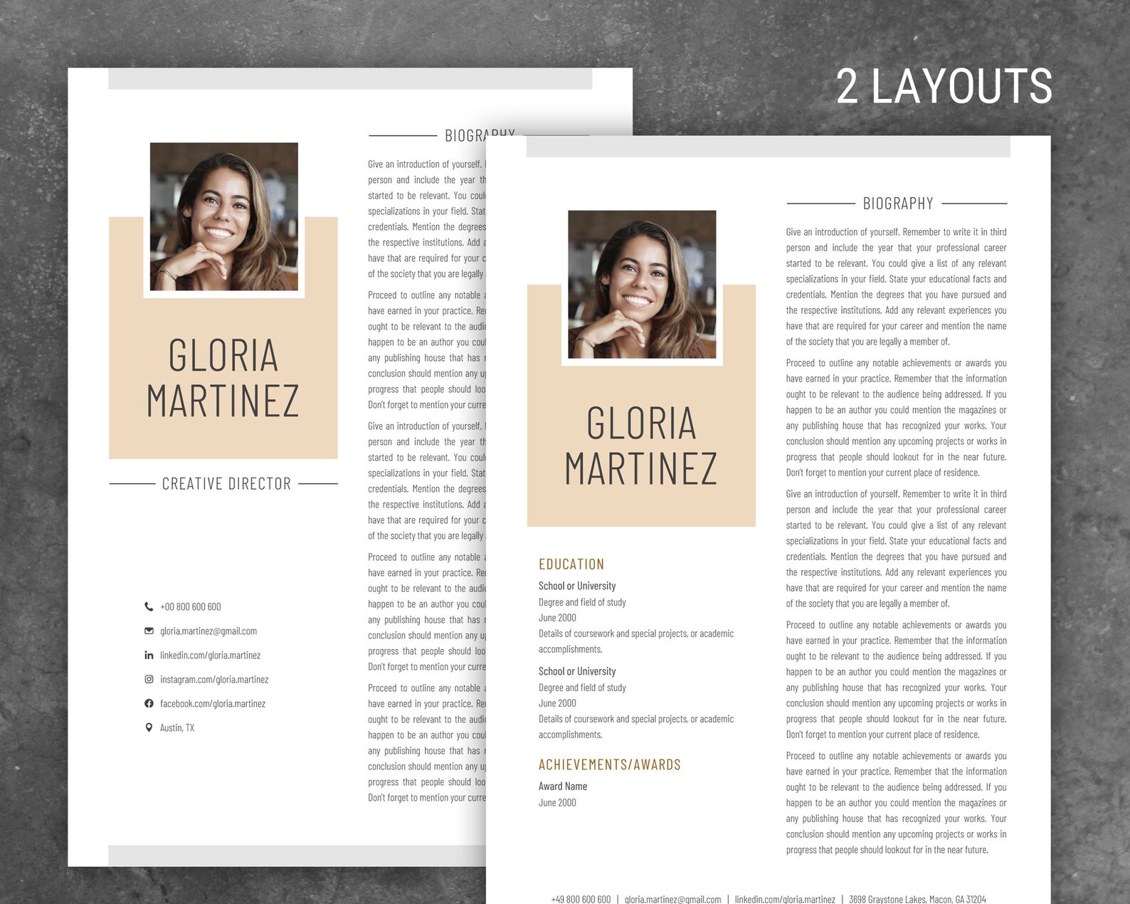 Clean Modern and Professional Biography Resume Template - Etsy