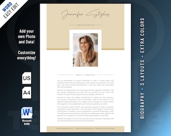 Original, Modern and Professional Biography Resume Template Design for ...