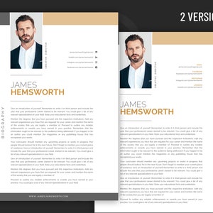 Modern Biography Template Design for Word. Included Are 2 Professional ...