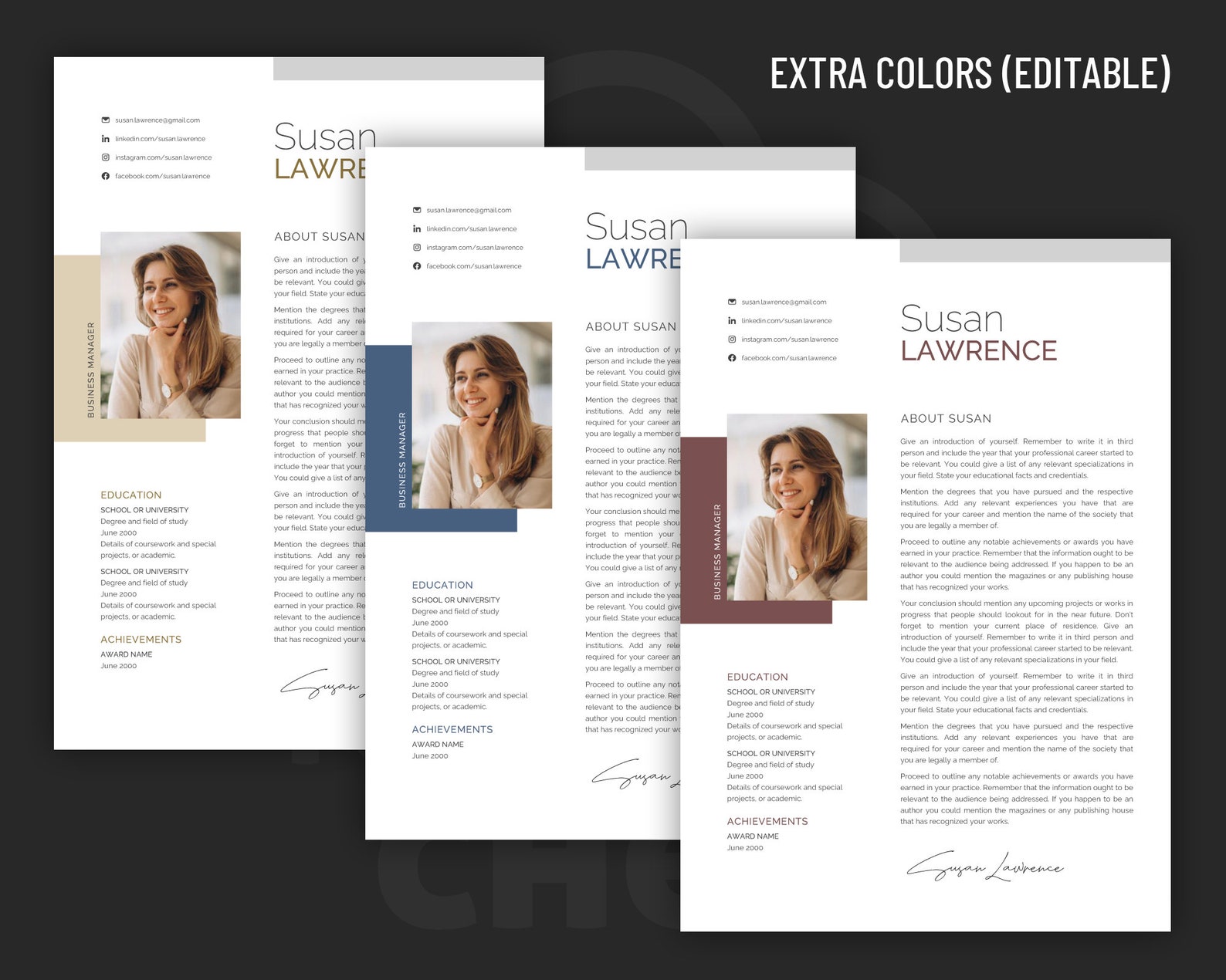 Clean, Modern and Professional Biography Resume Template Design for ...