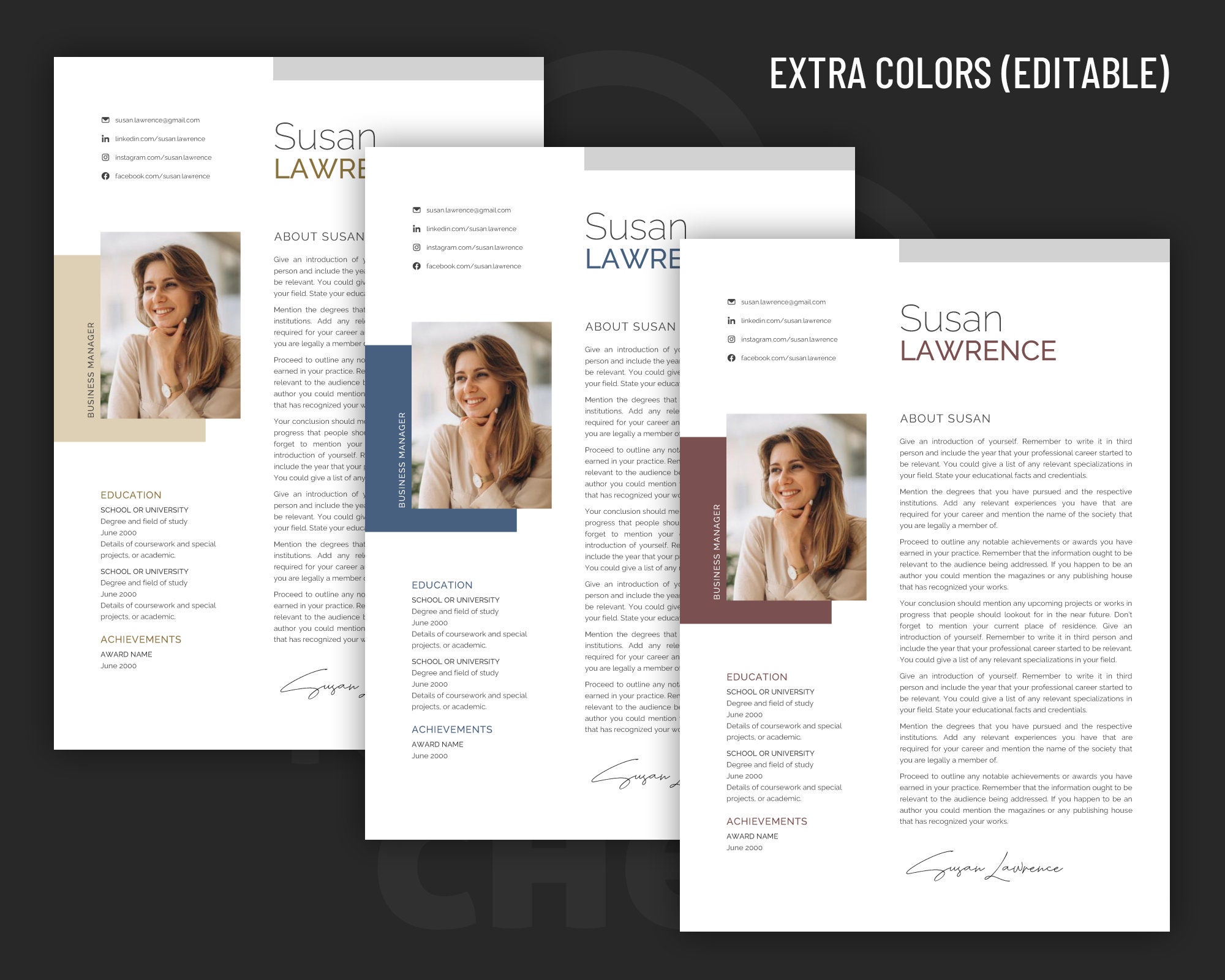 Clean, Modern and Professional Biography Resume Template Design for ...