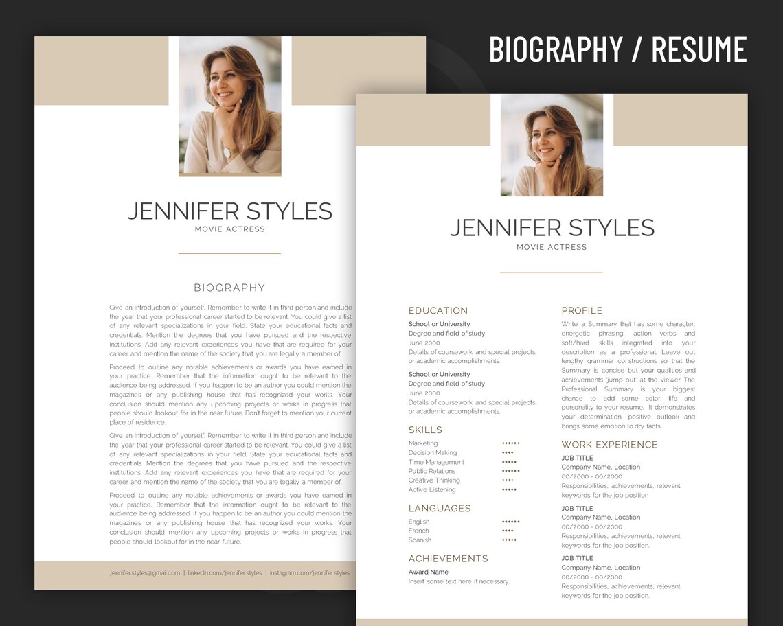 Creative, Modern and Professional Biography Resume Template Design for ...