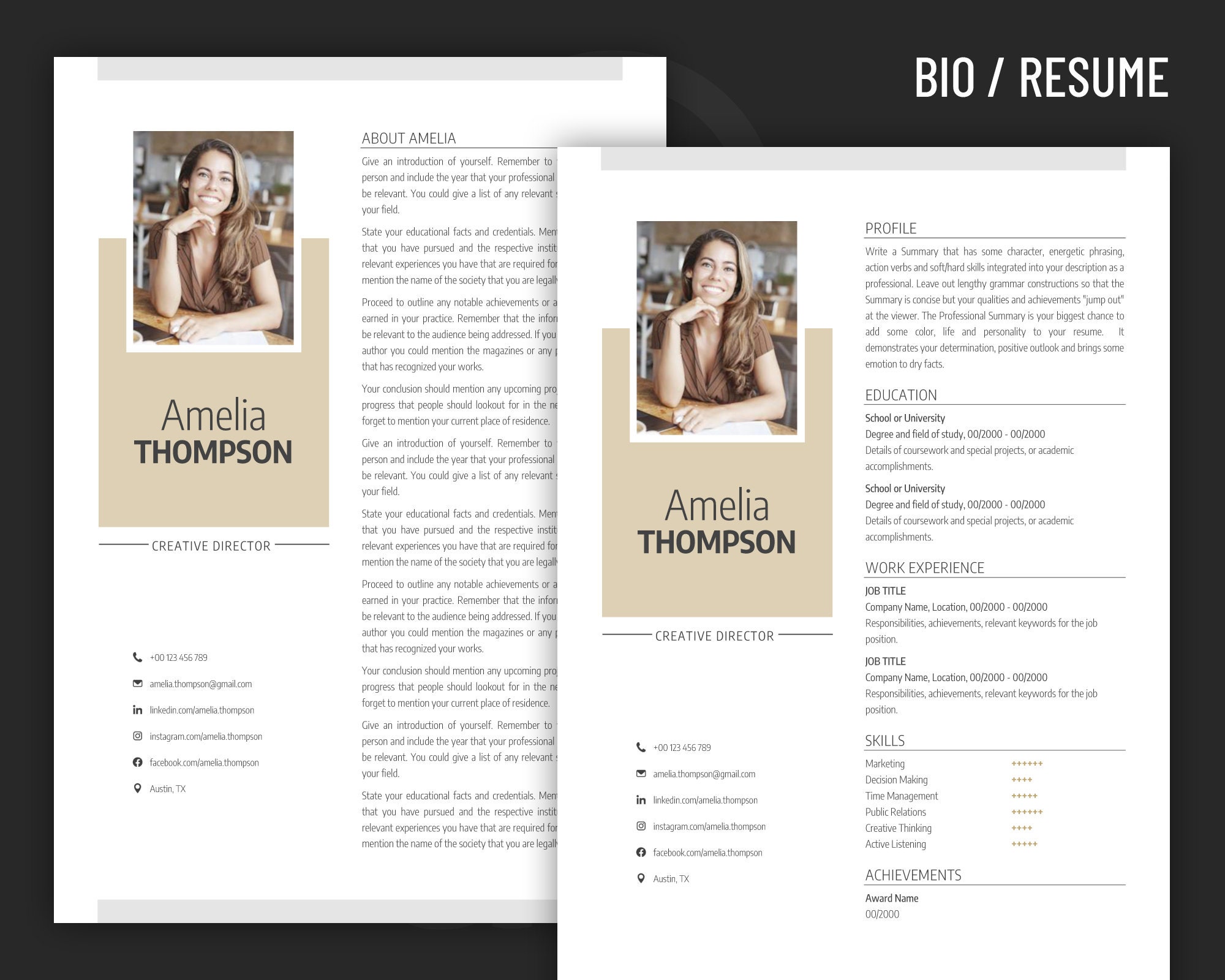 Clean, Modern and Professional Biography Resume Template Design for ...