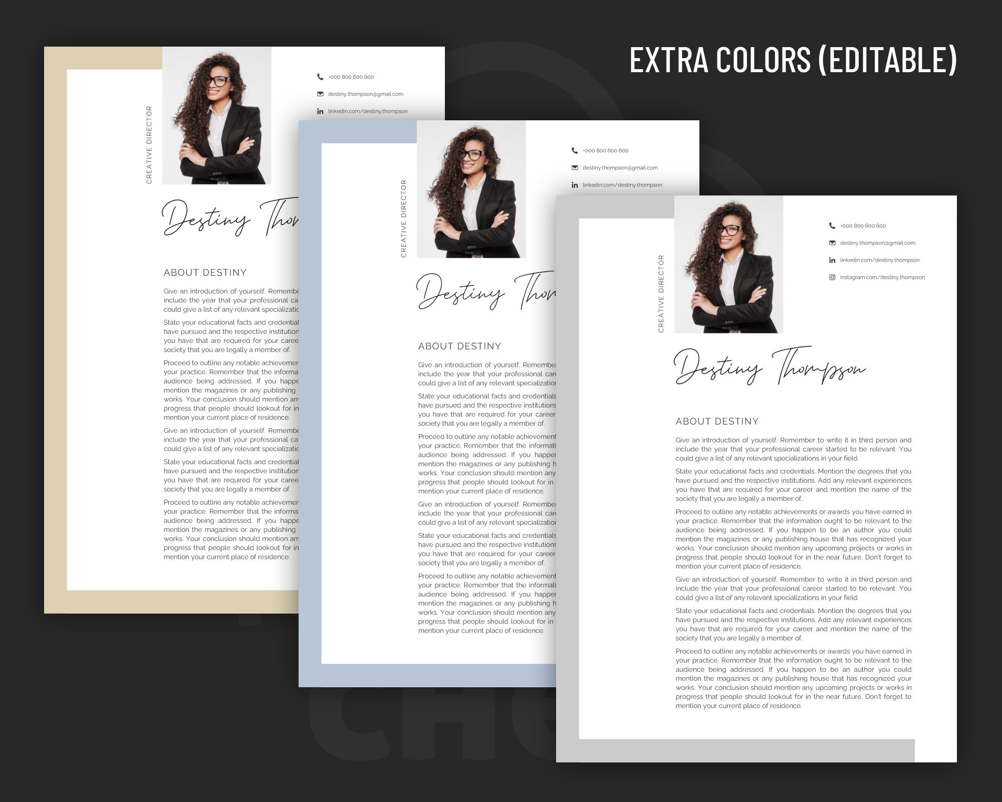 Creative, Modern and Professional Biography Resume Template Design for ...