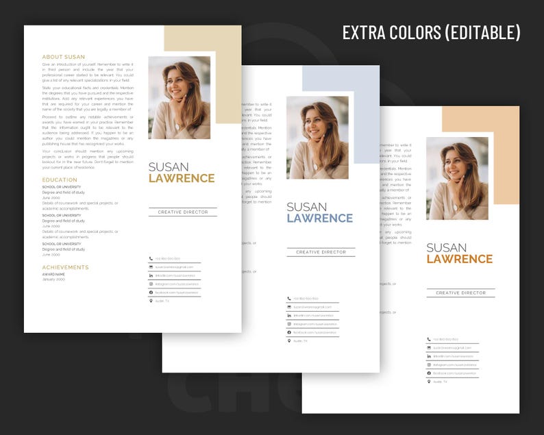 About Me Biography Template Design for Word. Included Are Biography and ...
