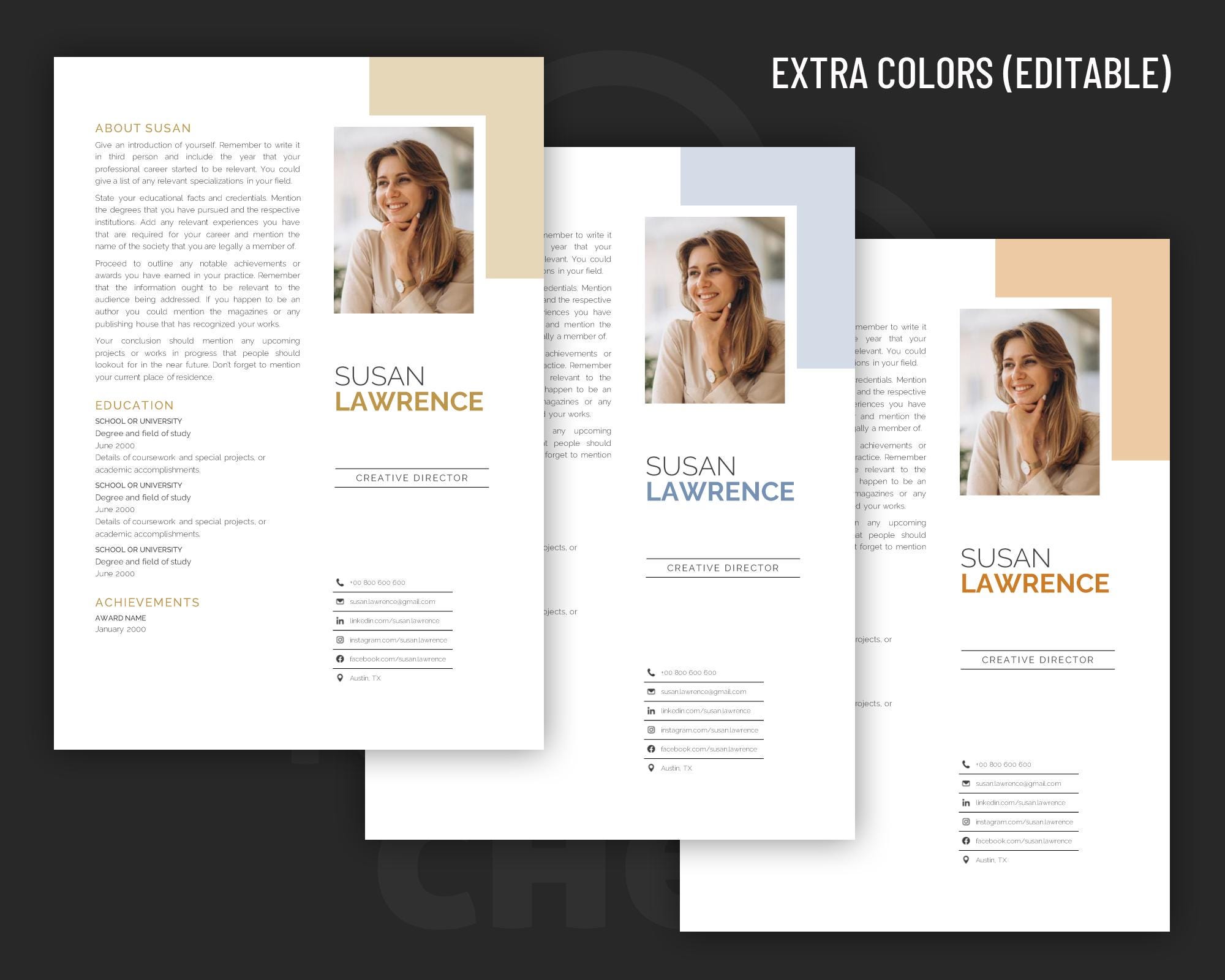 Creative, Modern and Professional Biography Resume Template Design for ...