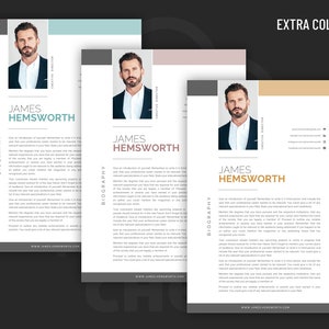 Modern Biography Template Design for Word. Included Are 2 Professional ...