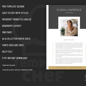 Biography Template With Modern Design for Word. Included Are 2 ...