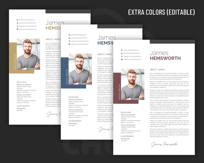 Modelo de biografia moderna para Word. Inclui 2 layouts editáveis ...