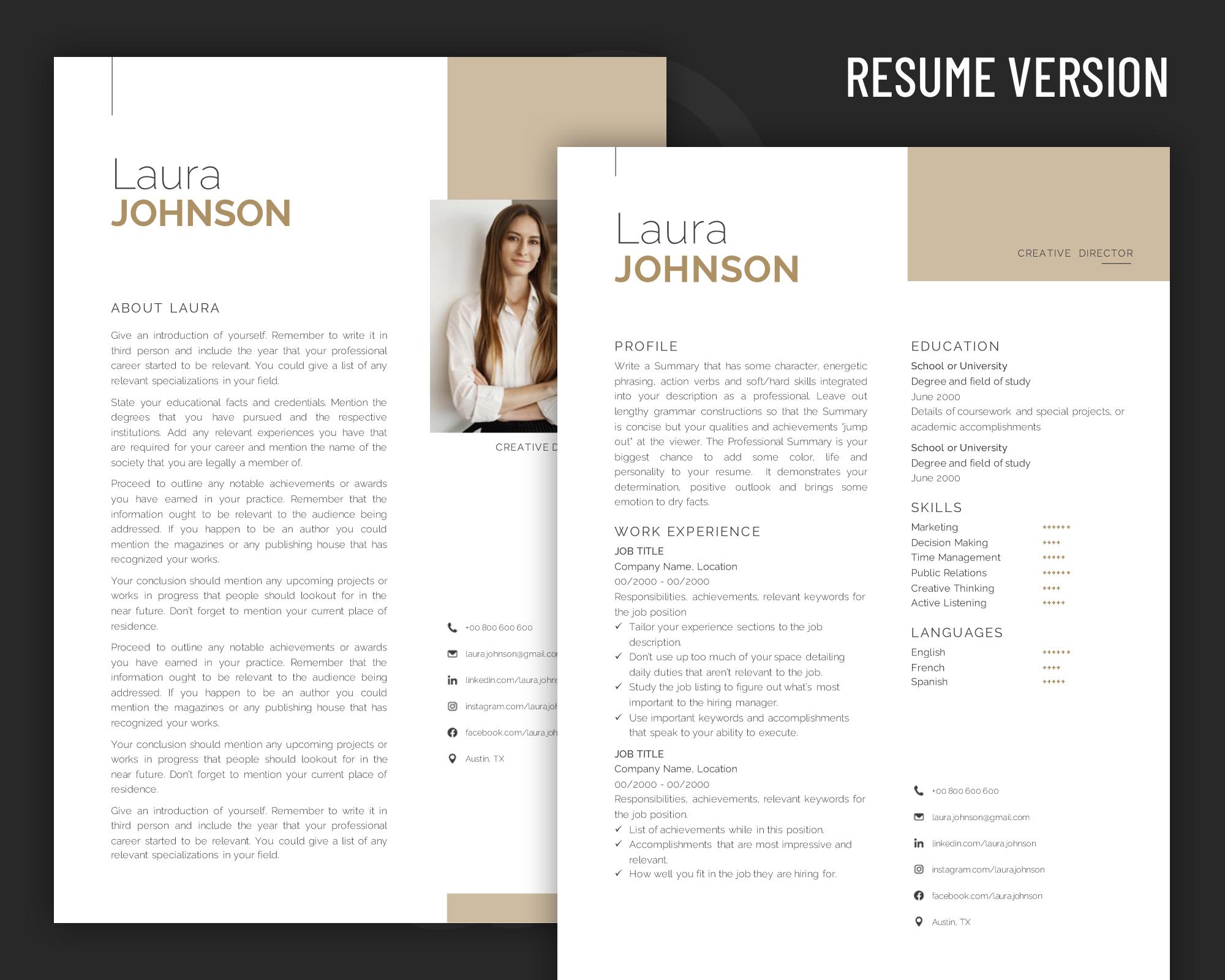 Creative, Modern and Professional Biography Resume Template Design for ...