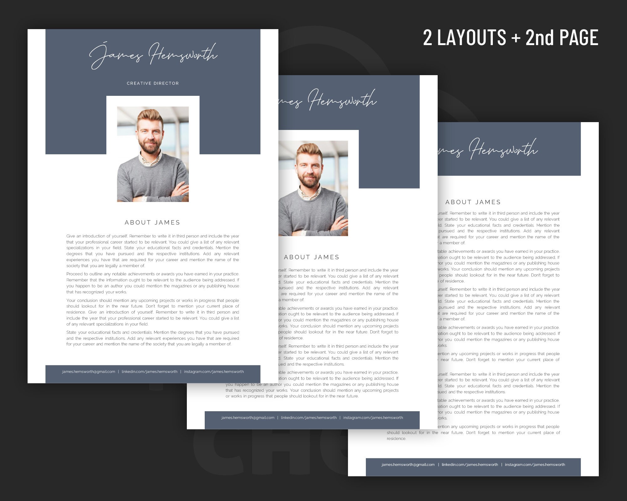 Modern, Executive and Professional Biography Resume Template Design for ...
