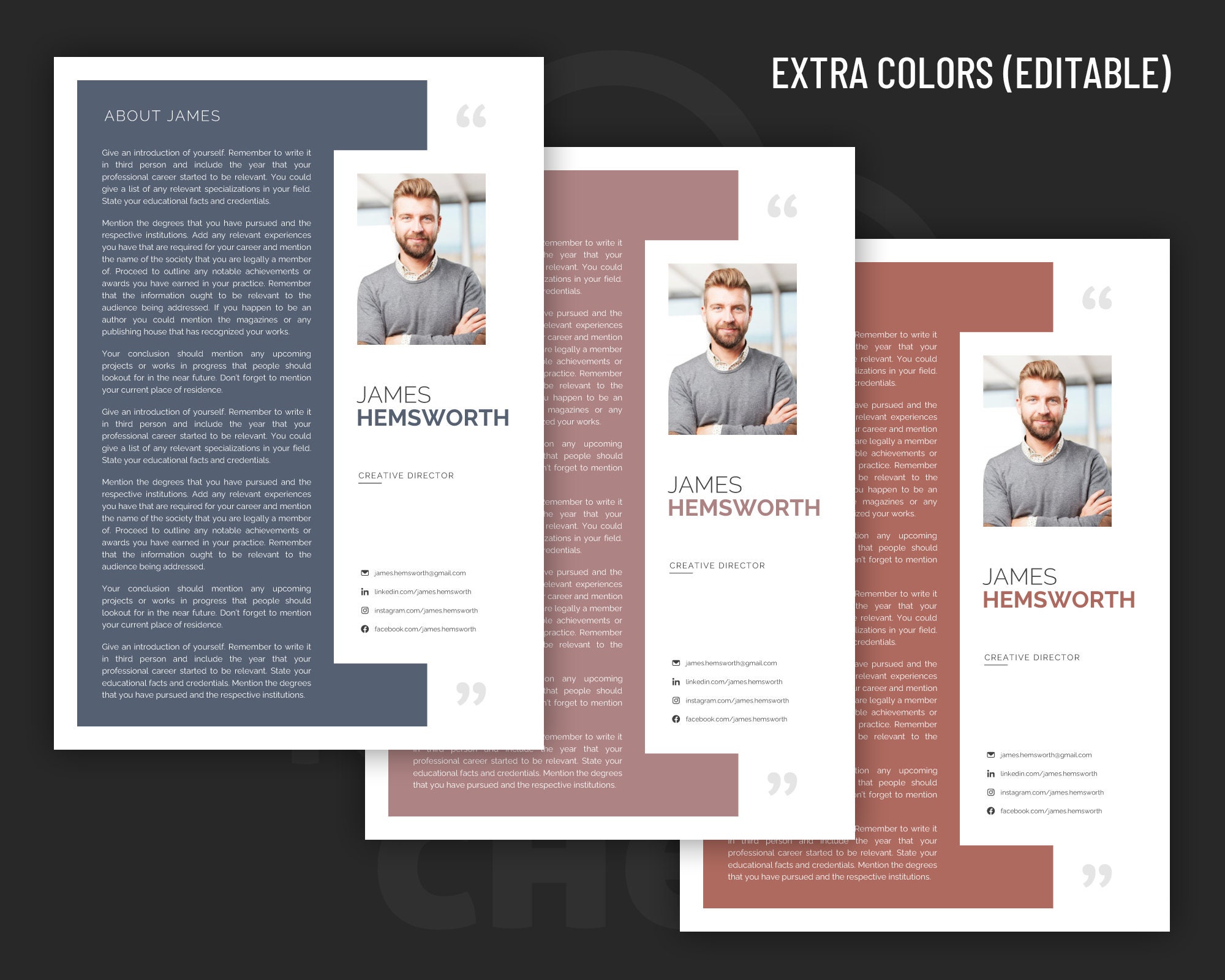 Original Modern and Professional Biography Resume Template - Etsy
