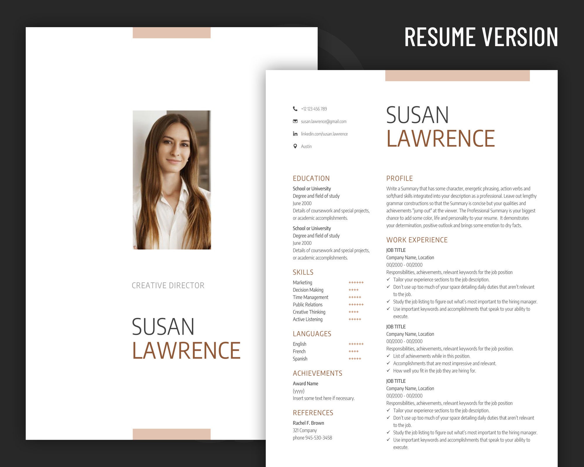 Clean Modern and Professional Biography Resume Template - Etsy