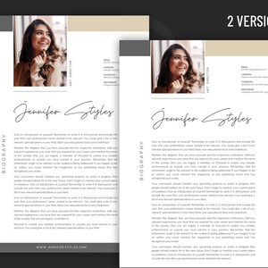 Biography Template Design for Word. Included Are 2 Professional Layouts ...