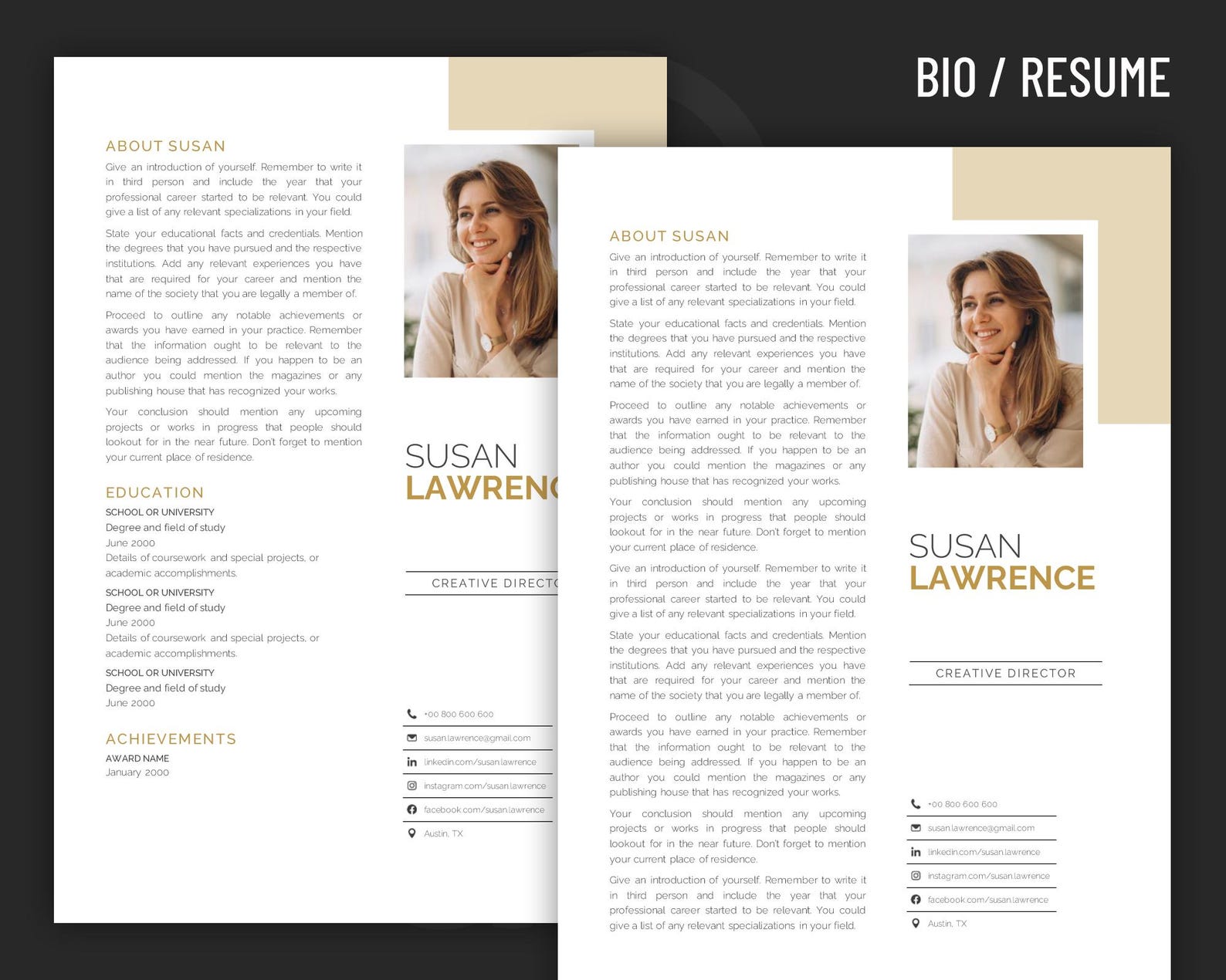 Creative, Modern and Professional Biography Resume Template Design for ...