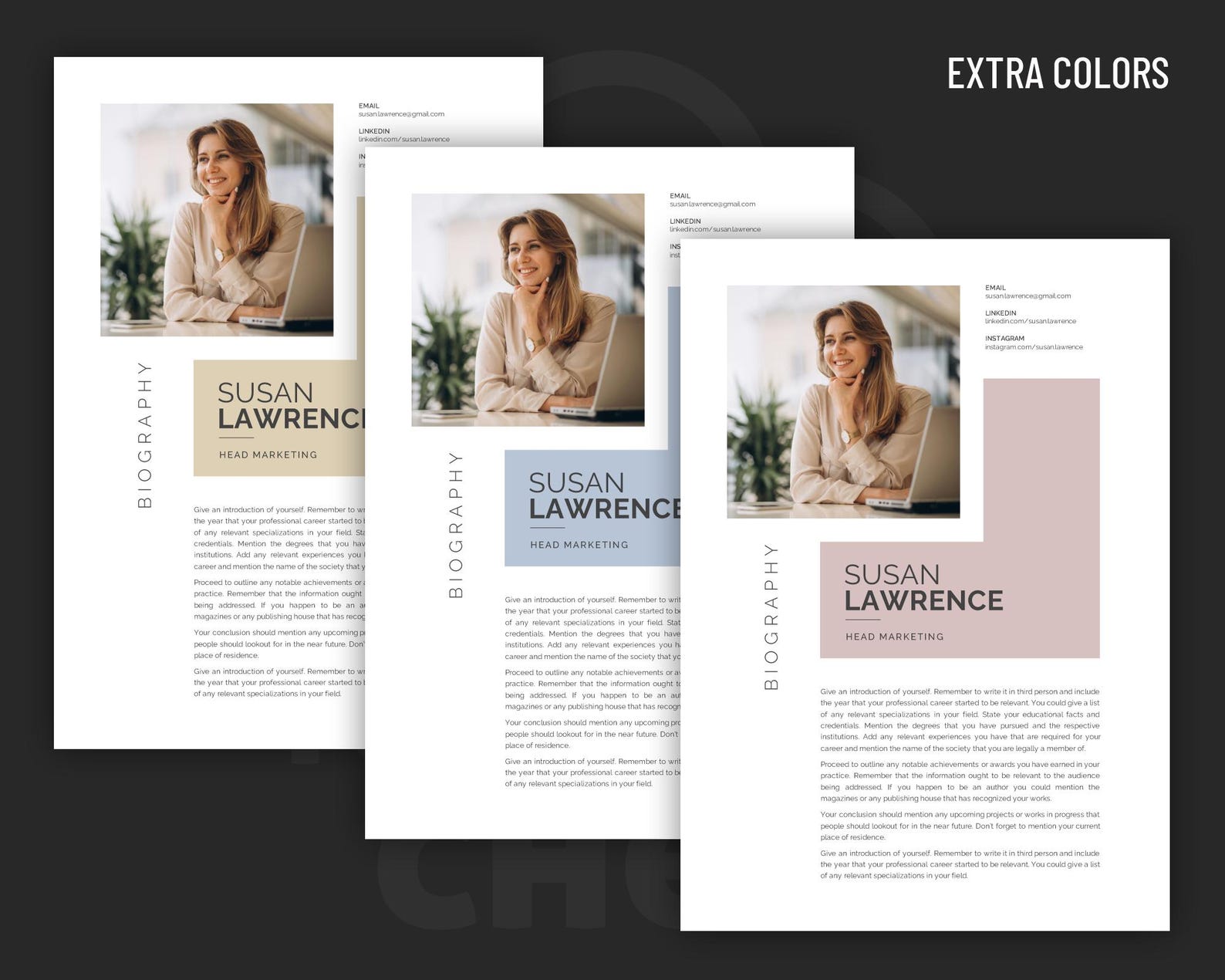 Original, Modern and Professional Biography Resume Template Design for ...