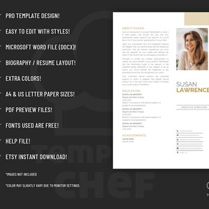 Creative, Modern and Professional Biography Resume Template Design for ...