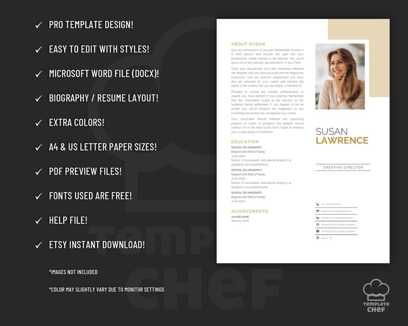 Creative, Modern and Professional Biography Resume Template Design for ...