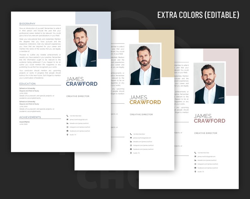 Creative, Modern and Professional Biography Resume Template Design for ...