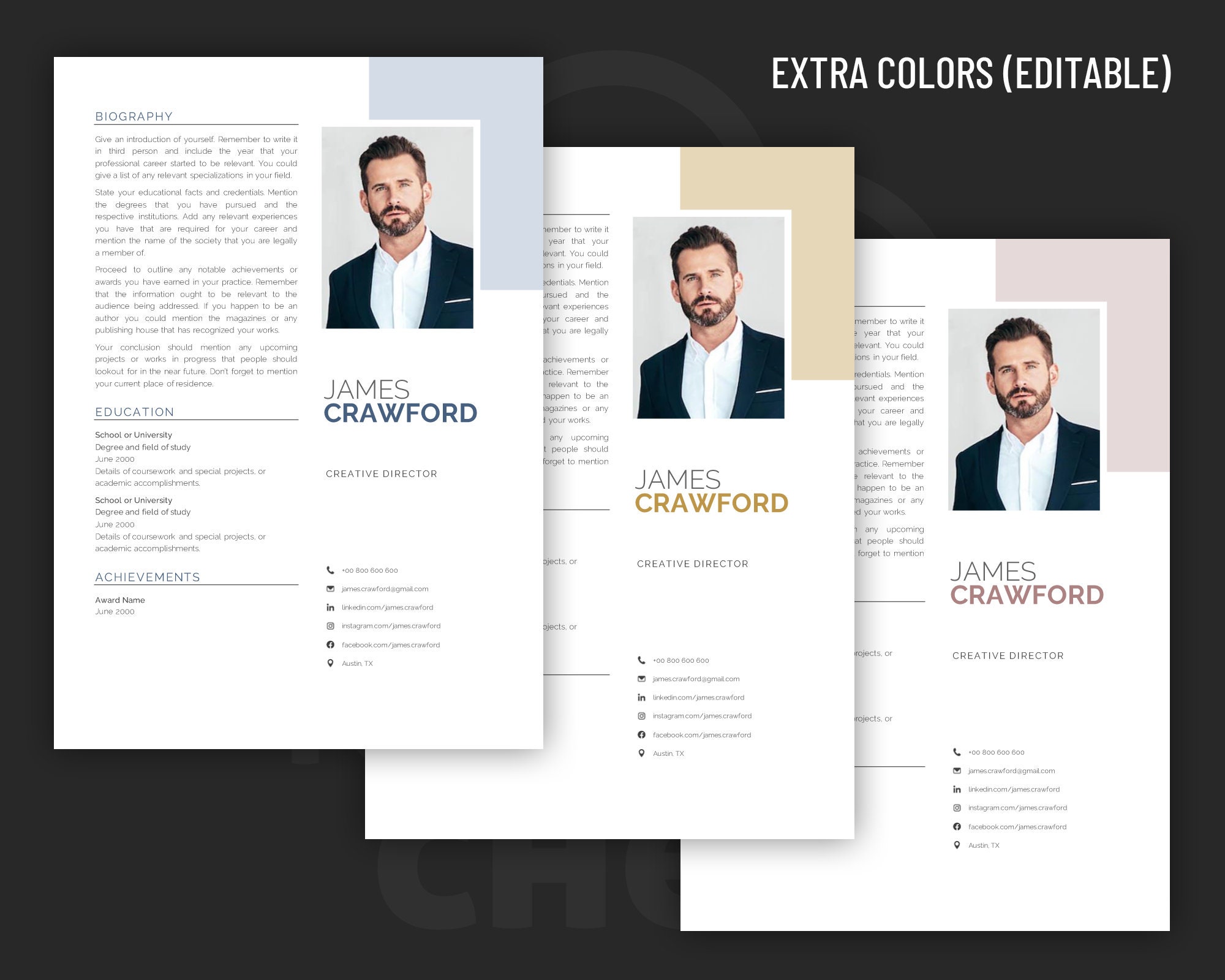 Creative, Modern and Professional Biography Resume Template Design for ...