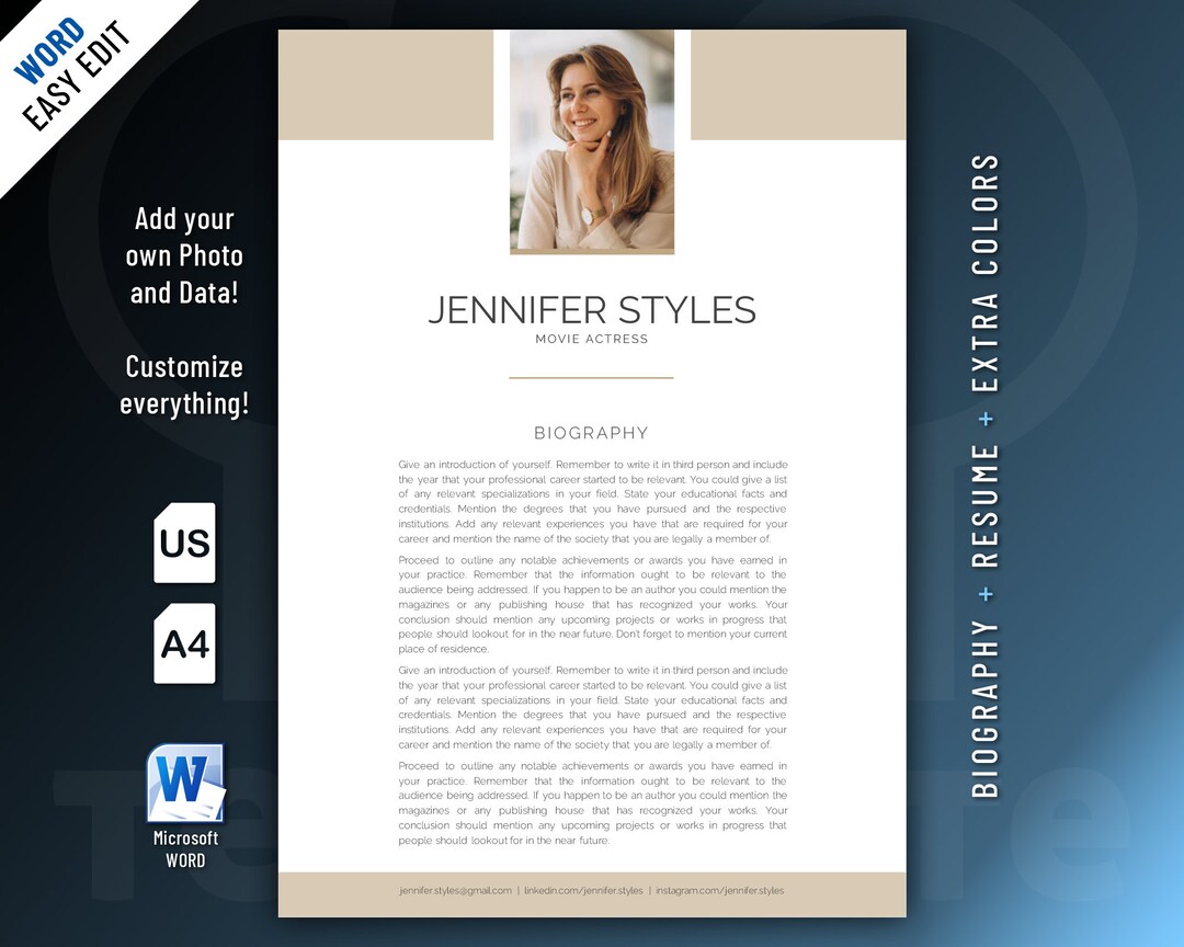Creative, Modern and Professional Biography Resume Template Design for ...