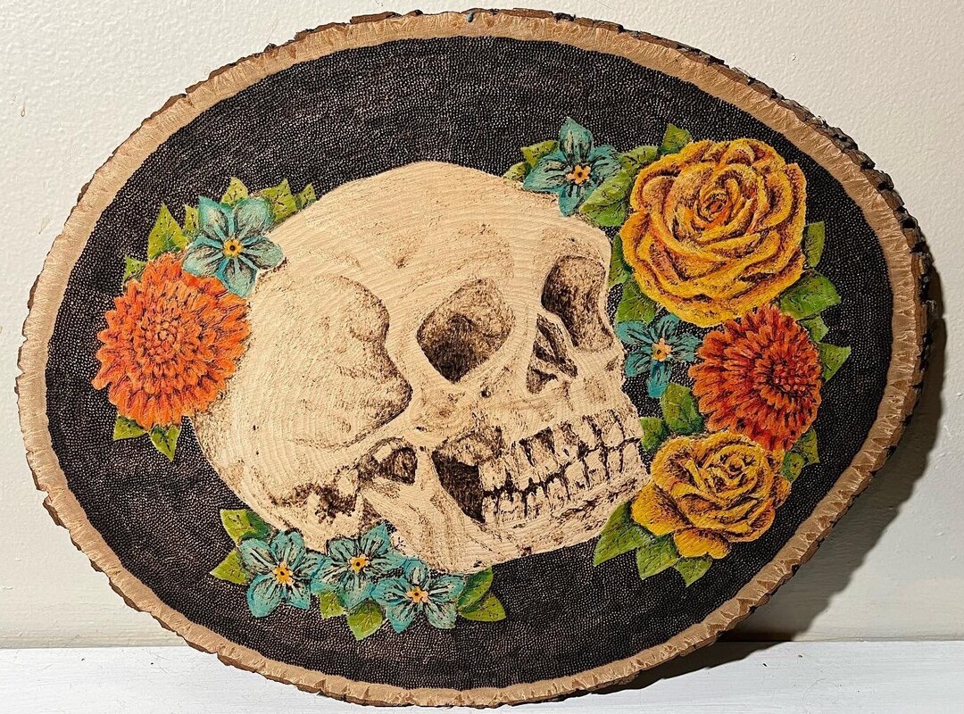 Forget Me Not Skull and Flowers - Etsy