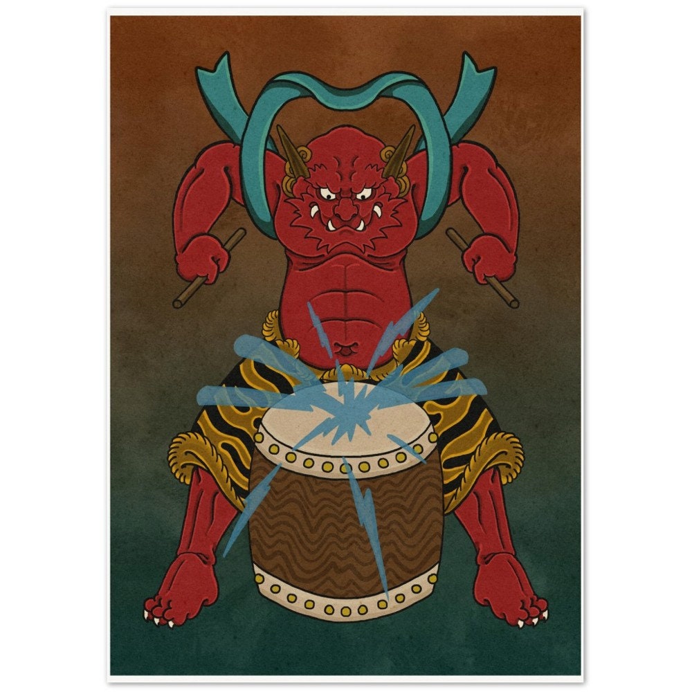 Raijin Print, Irezumi Wall Art - Etsy