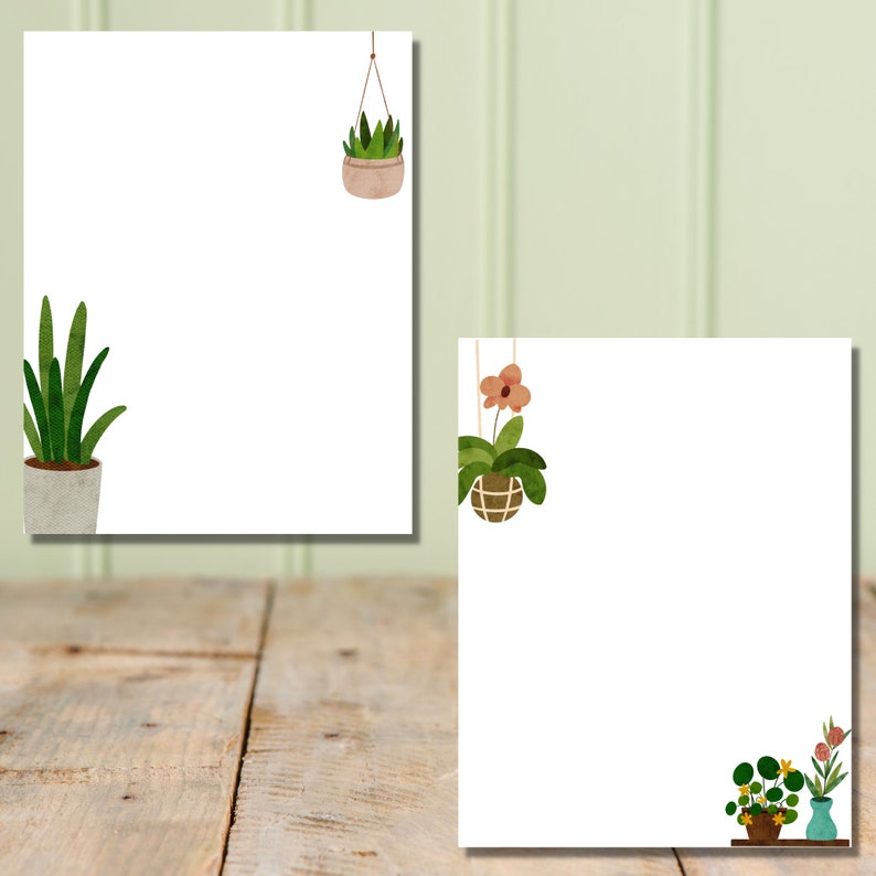 Plant and Leafy Printable Letter Paper, Line Sheet, Floral Printable ...