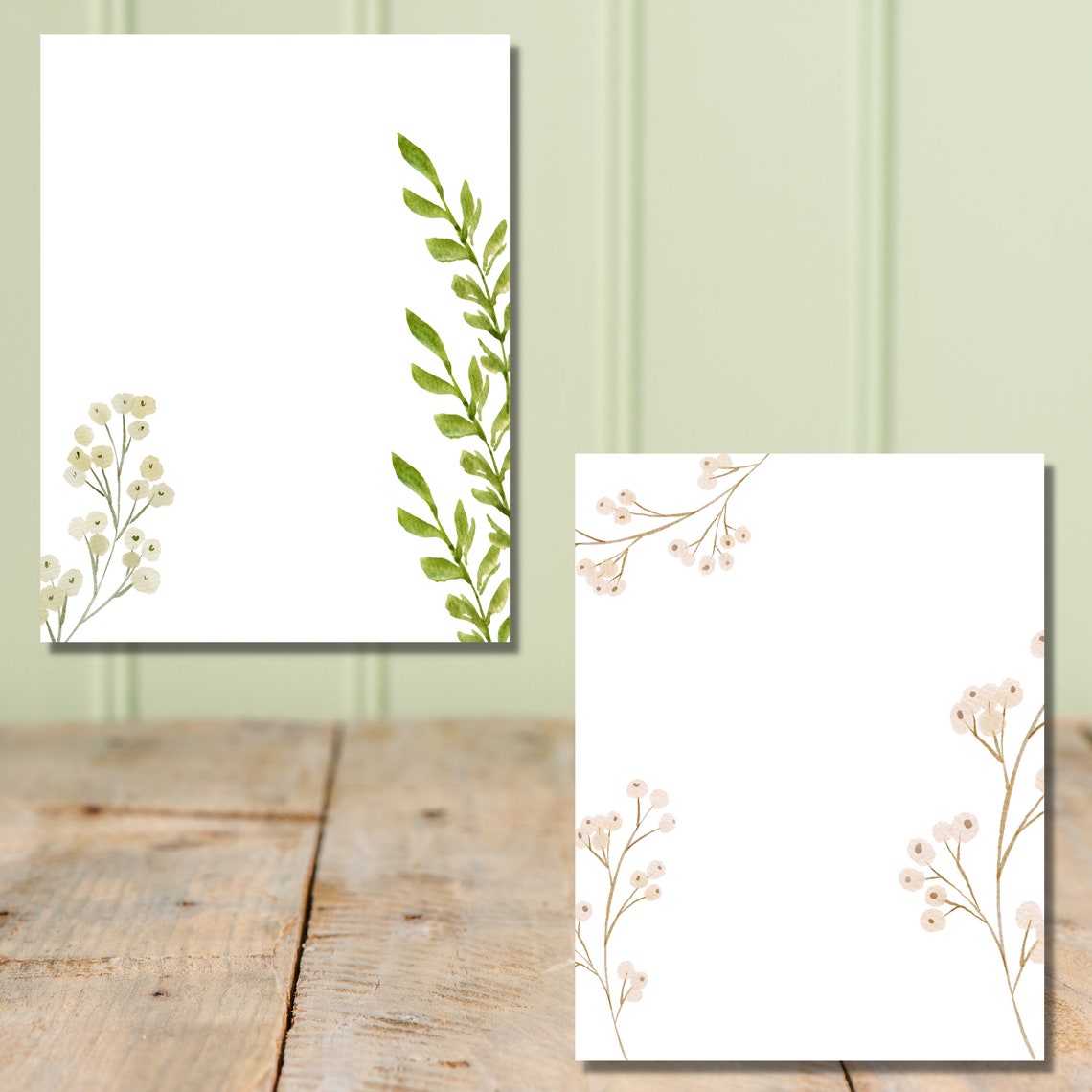 Plant and Leafy Printable Letter Paper, Line Sheet, Floral Printable ...