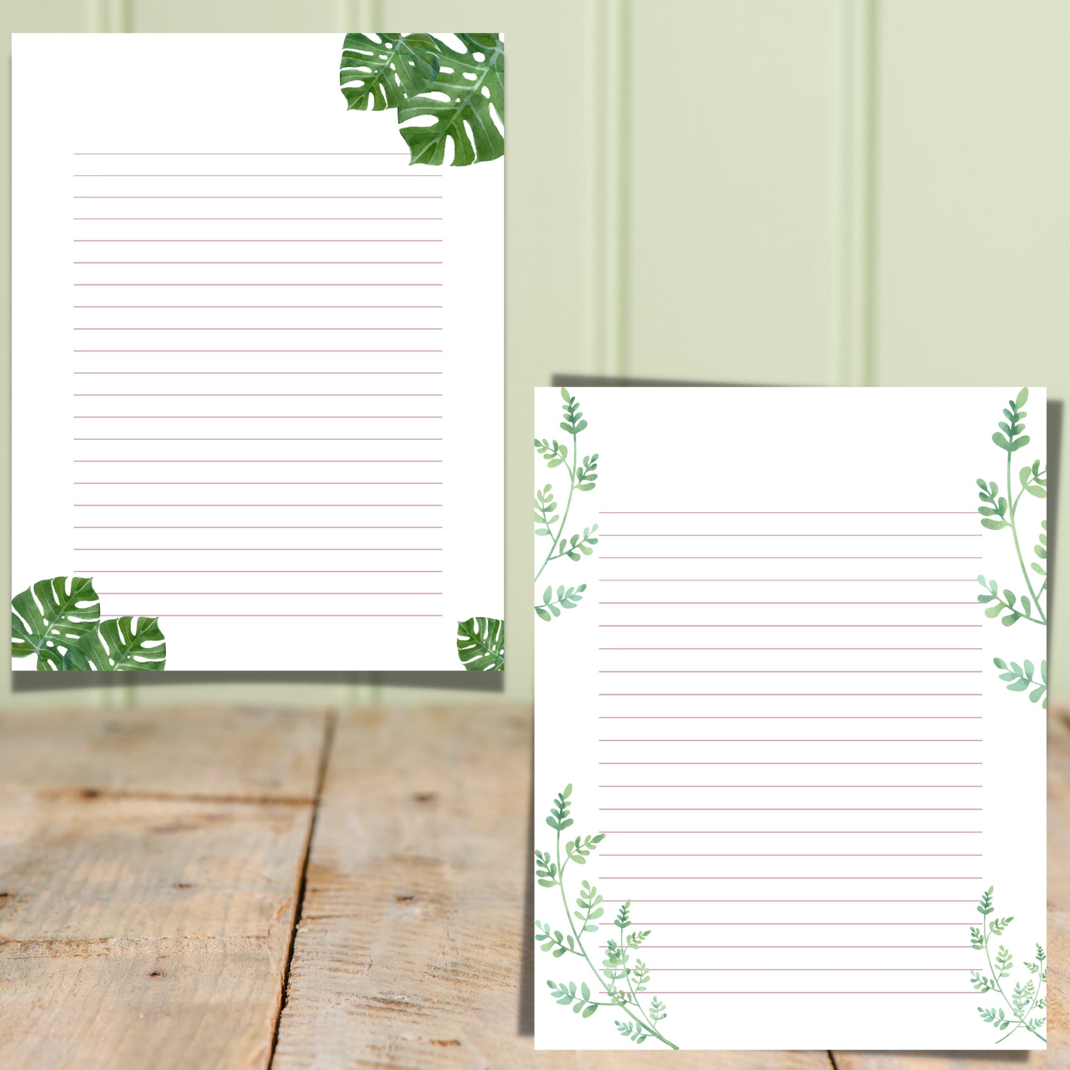 Plant and Leafy Printable Letter Paper, Line Sheet, Floral Printable ...